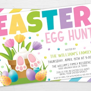 Easter Egg Hunt Invitation, School Church Neighborhood Kids Spring ...