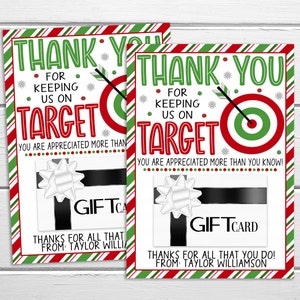 Christmas Target Gift Card Holder, Thank You for Keeping Us on Target ...