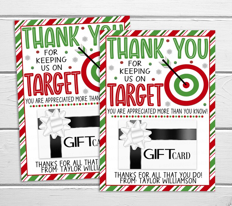 Christmas Target Gift Card Holder, Thank You for Keeping Us on Target ...