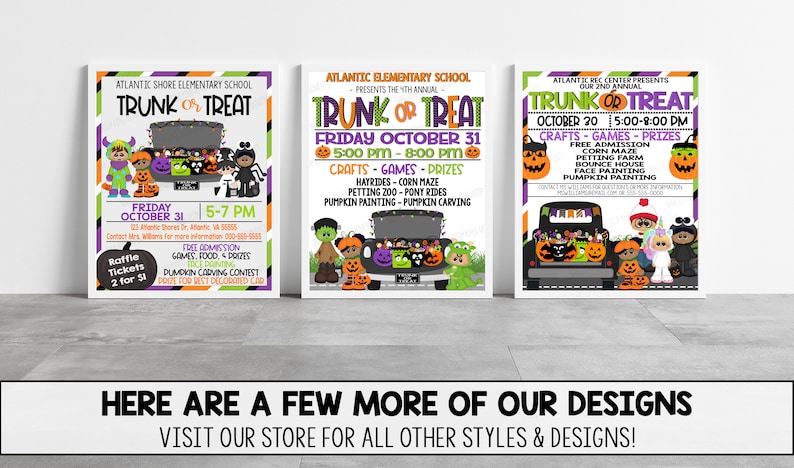 EDITABLE Trunk or Treat Flyer Invitation Kids Halloween - Etsy