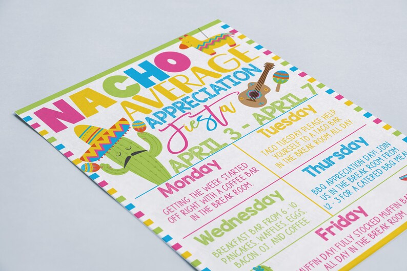 Nacho Average Appreciation Week Itinerary, Employee Staff Teacher ...