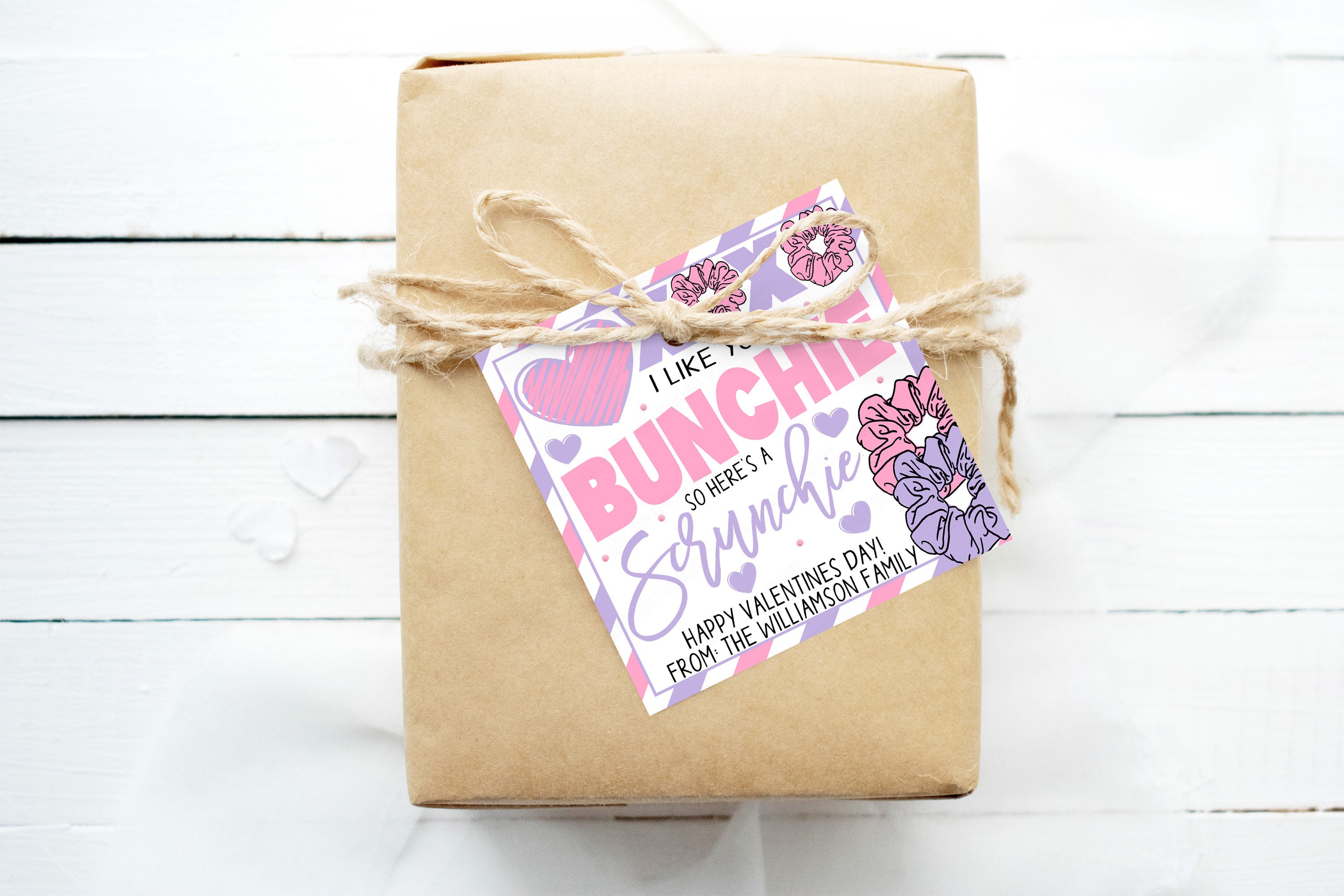 Valentine Scrunchie Tags, Valentine Girl Hair Tie Tag, Scrunchie Gift ...