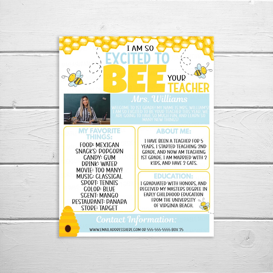 Meet the Teacher, Editable so Excited to Bee Your Teacher Event ...