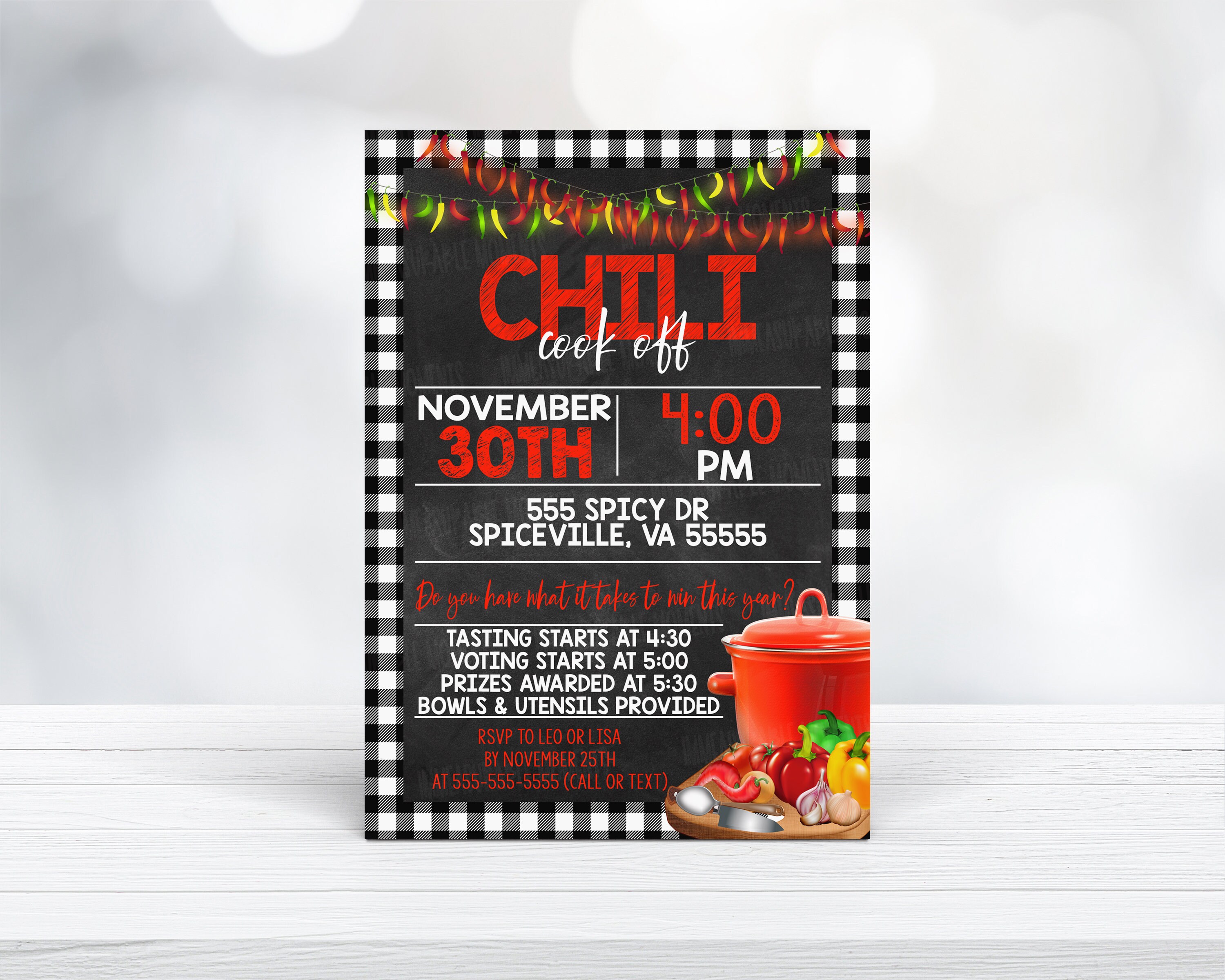 EDITABLE Chili Cookoff Invitation Card Cook-off Party Event - Etsy