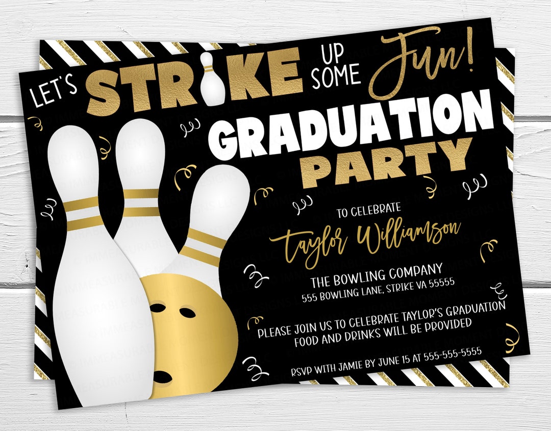 Bowling Graduation Party Invitation Bowling Party Card Adult - Etsy