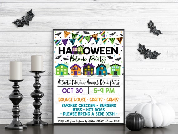 EDITABLE Halloween Block Party Invitation/Flyer, Kids Halloween Event ...