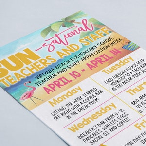 Beach Teacher Appreciation Week Itinerary, Sun-sational Tropical Theme ...