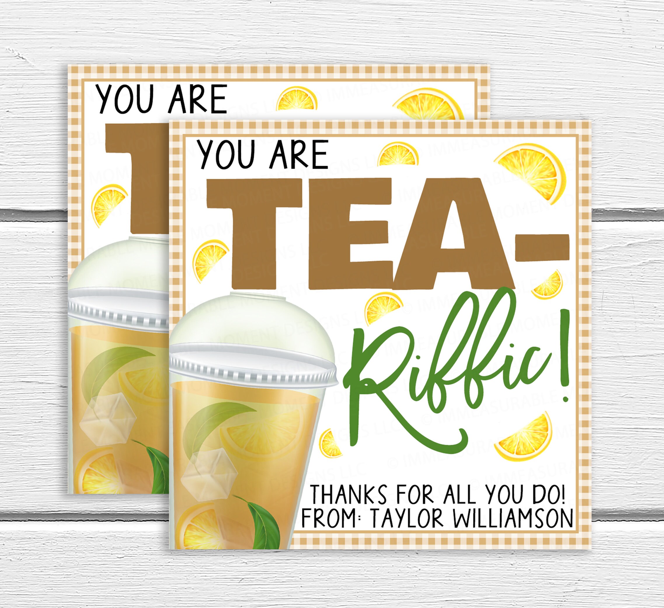 Iced Tea Gift Tag Editable You Are Tea-riffic Iced Tea - Etsy