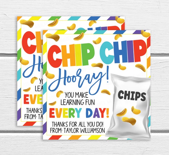 Chips Thank You Gift Tags, Chip Chip Hooray You Make Learning Fun ...