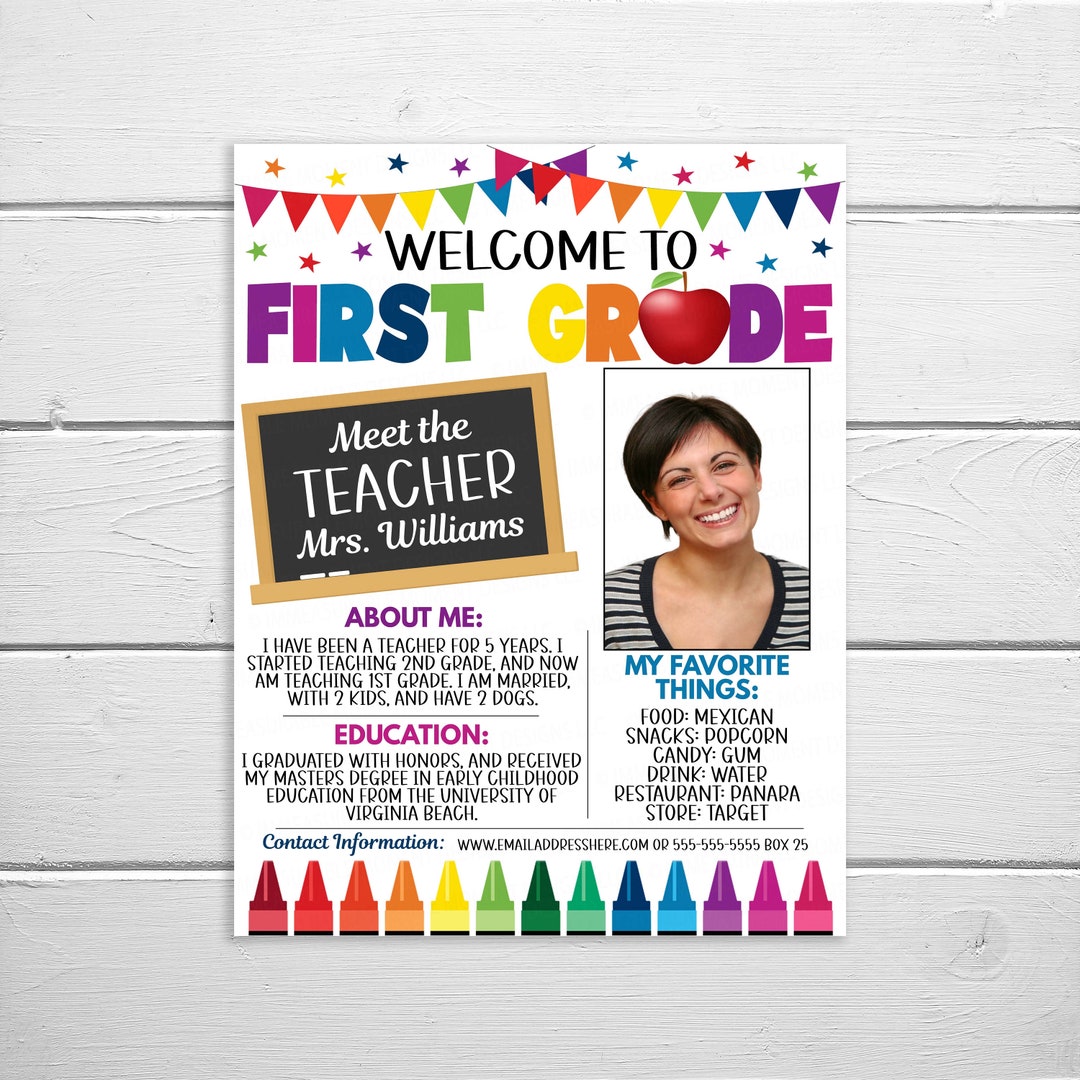 Meet the Teacher, Editable Welcome to First Grade Teacher Event ...