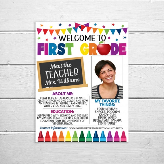 Meet The Teacher, Editable Welcome To First Grade Teacher Event ...