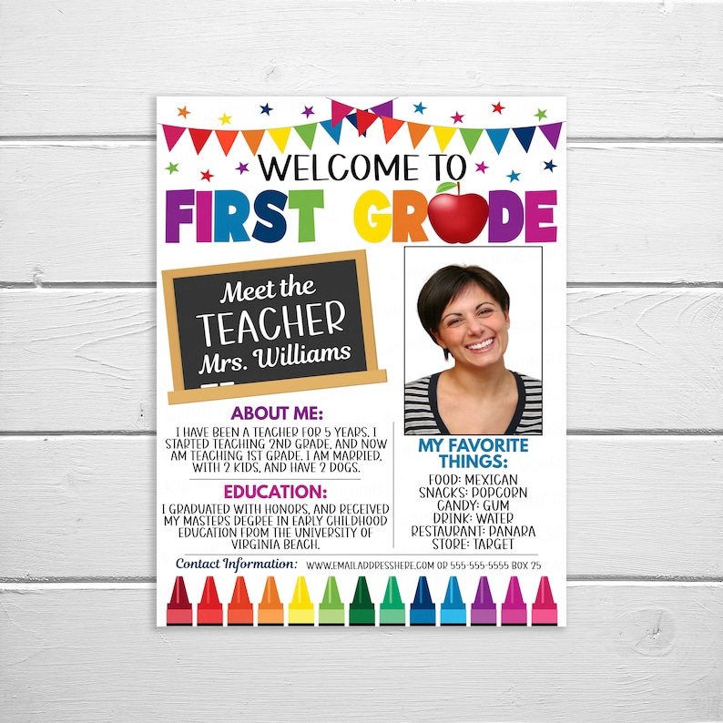 Meet the Teacher, Editable Welcome to First Grade Teacher Event ...