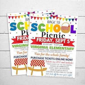 School BBQ Picnic Party Flyer, Editable Printable Back to School ...
