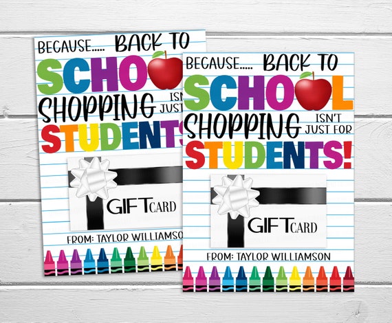 Back To School Teacher Staff Gift Card Holder, Printable School ...