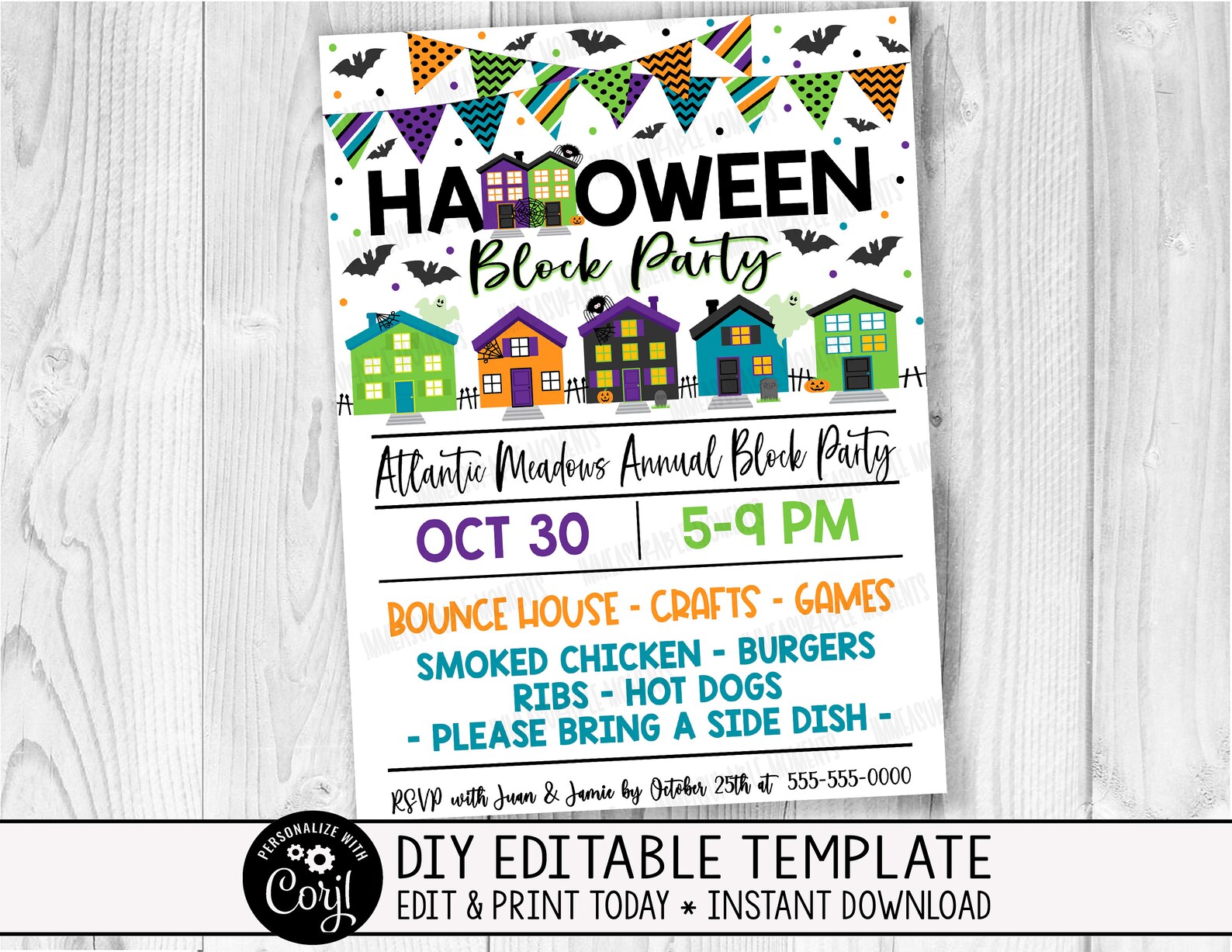 EDITABLE Halloween Block Party Invitation/flyer Kids | Etsy