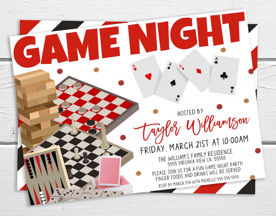 Editable Game Night Invitation, Birthday Game Night Party, School PTO ...