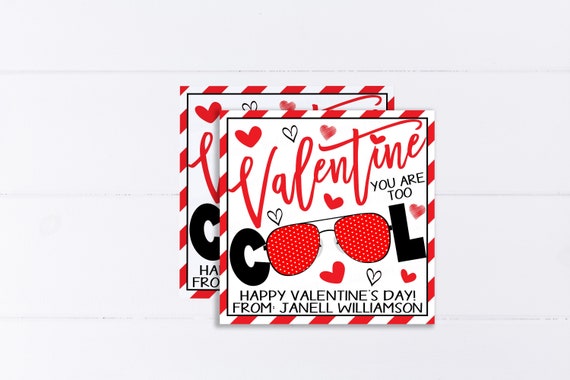 Valentine Sunglasses Gift Tags, Editable Cool Gift Tag, Valentine You ...