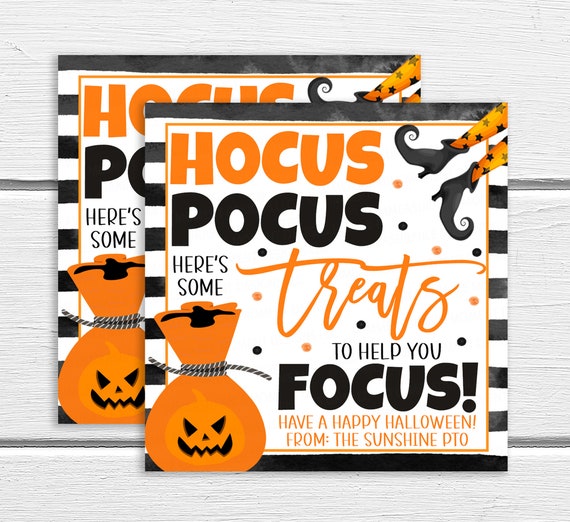 Halloween Candy Gift Tag, Hocus Pocus Treats To Focus, Fall Autumn ...
