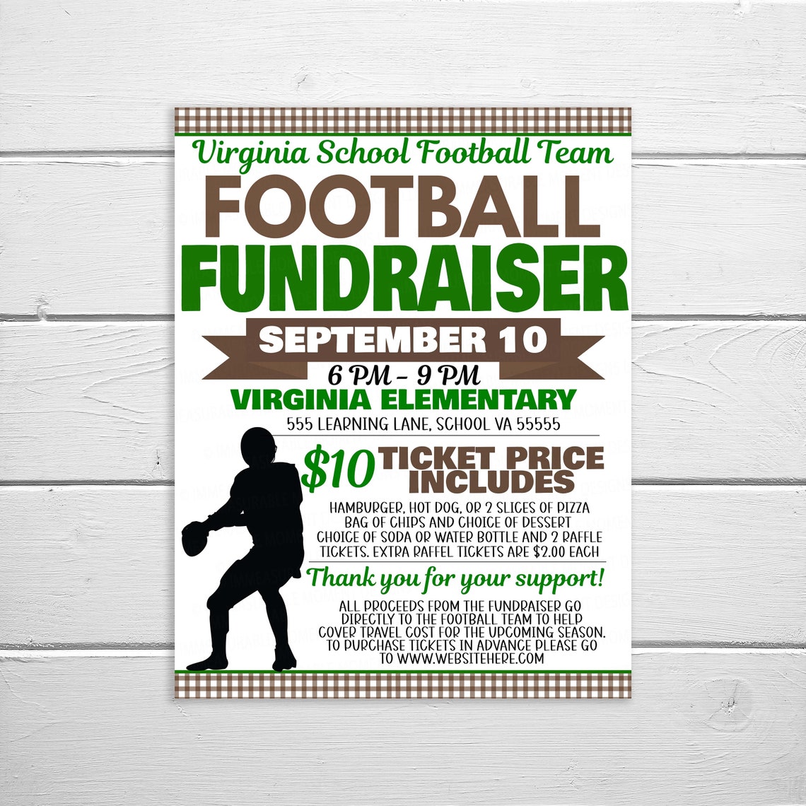 Football Fundraiser Flyer Editable Printable PTA PTO Flyer - Etsy
