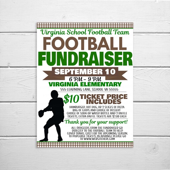 Football Fundraiser Flyer, Editable Printable PTA PTO Flyer Invitation ...