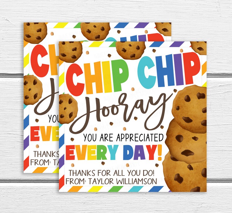 Cookie Thank You Gift Tags, Chip Chip Hooray, Appreciation Week ...