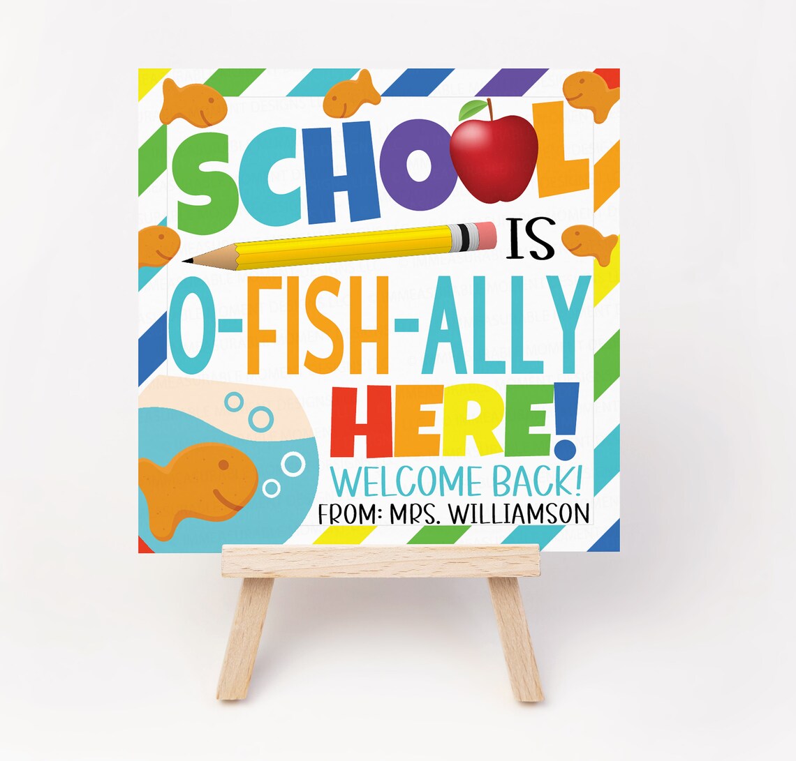 Back to School Goldfish Gift Tags, School is O-fish-ally Here, Goldfish ...