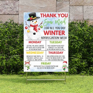 Winter Teacher Appreciation Week Schedule Itinerary, Christmas Holiday ...