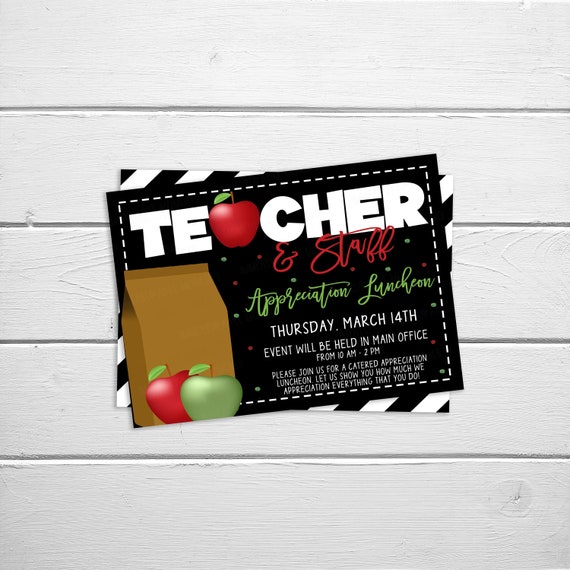 Teacher Appreciation Luncheon Invitation, Teacher And Staff Lunch ...