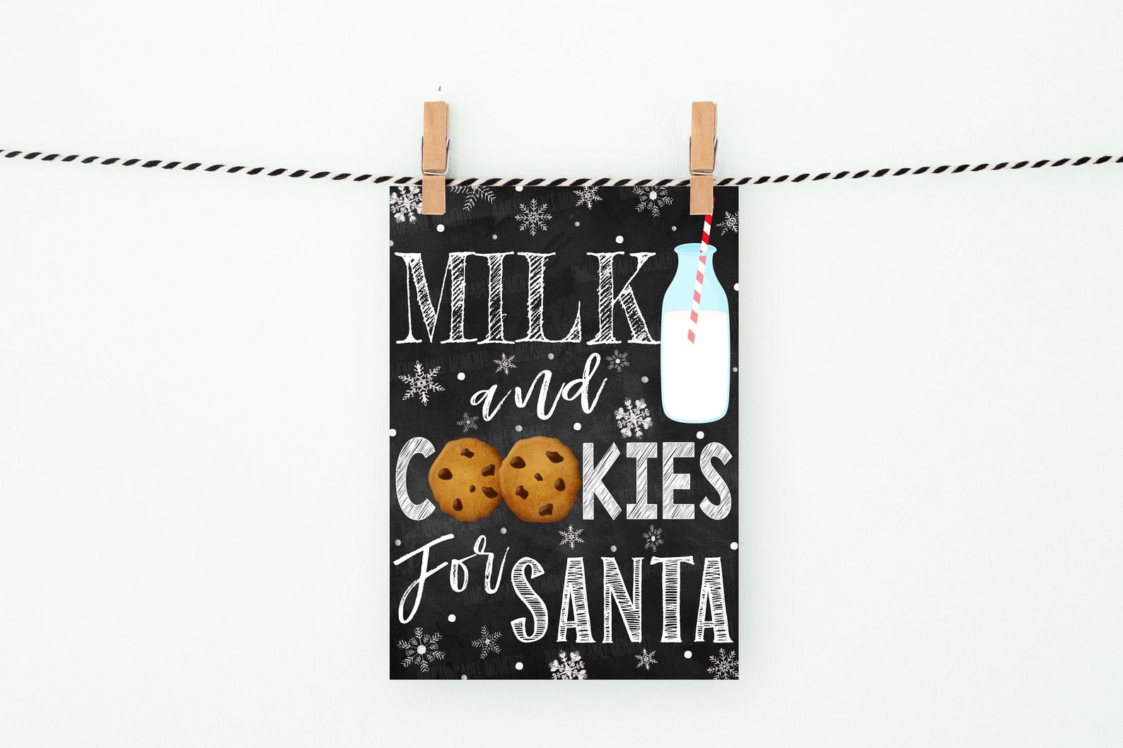 Milk and Cookies Sign for Santa Santa Cookies Sign Milk and - Etsy