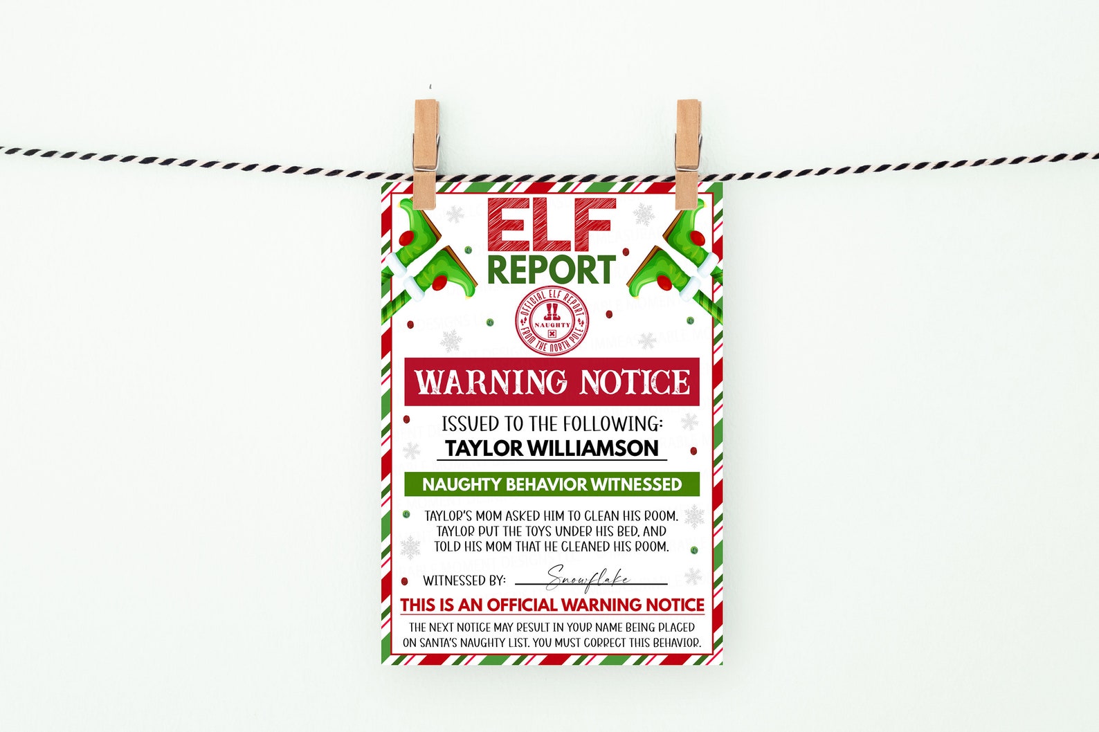 EDITABLE Elf Report, Elf Naughty Warning Letter, Editable Elf Letter ...