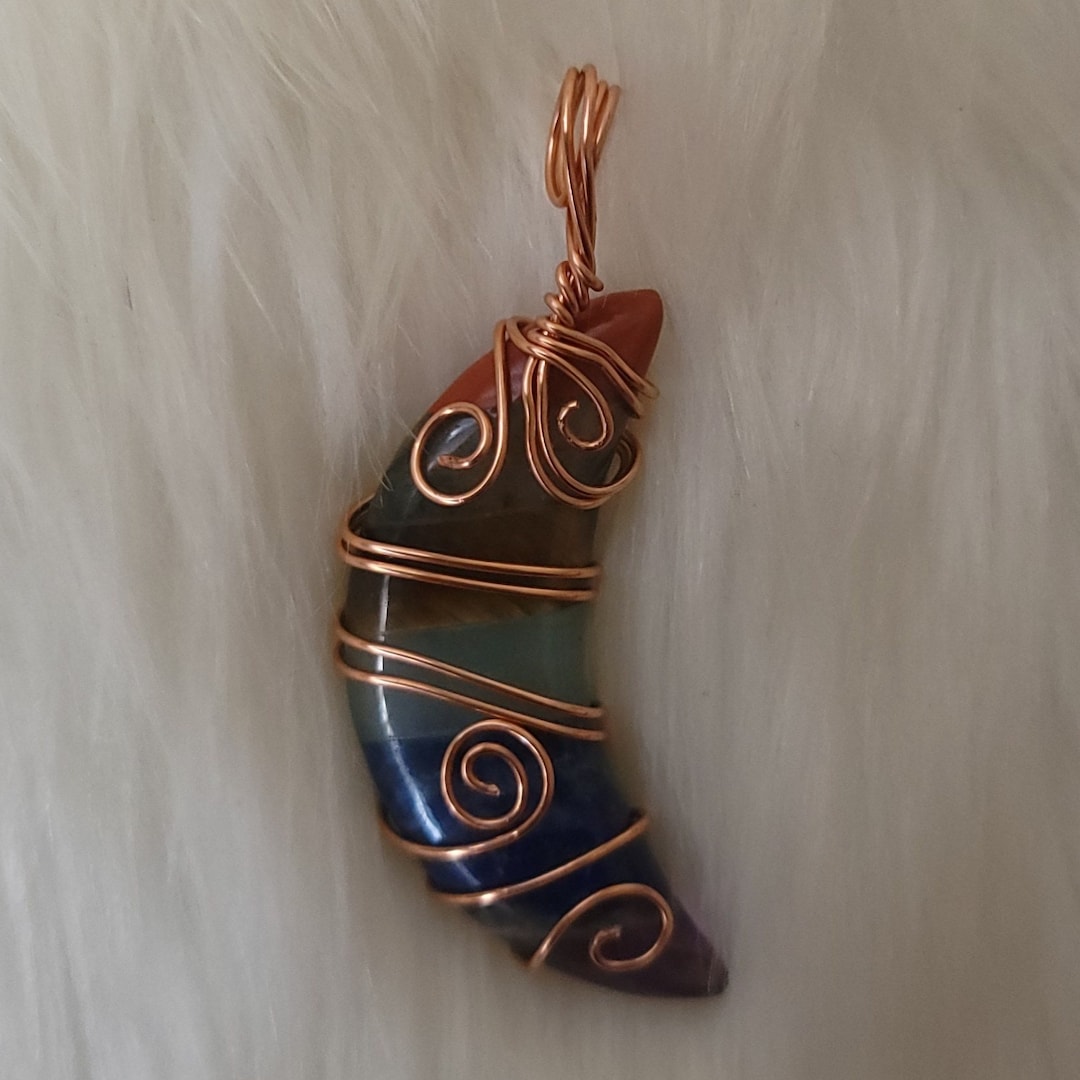 Crescent Moon Stone Necklace - Etsy