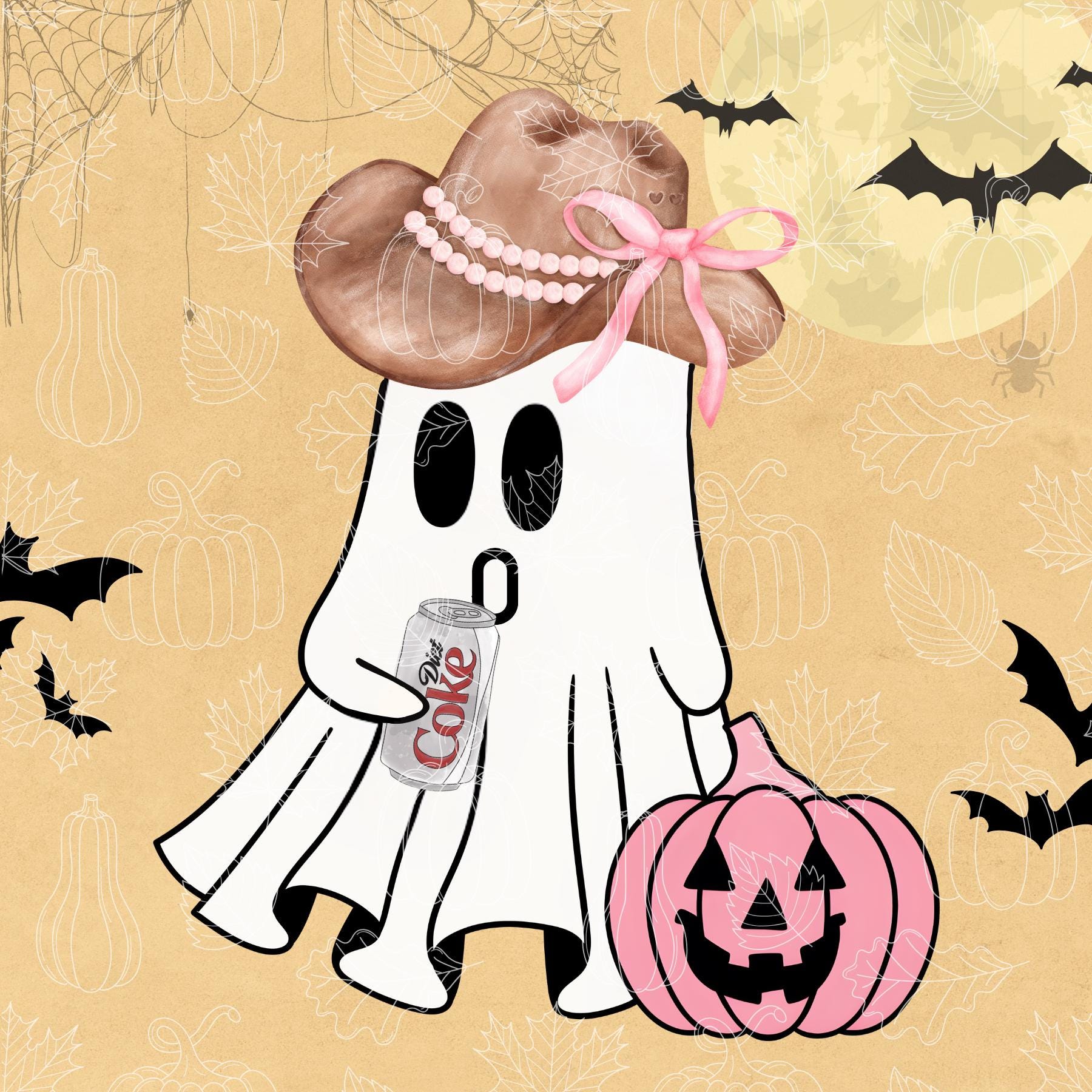 Cute Ghosts Halloween Pngs: Ghosts Wearing Cowboy Hats Drinking Soda ...