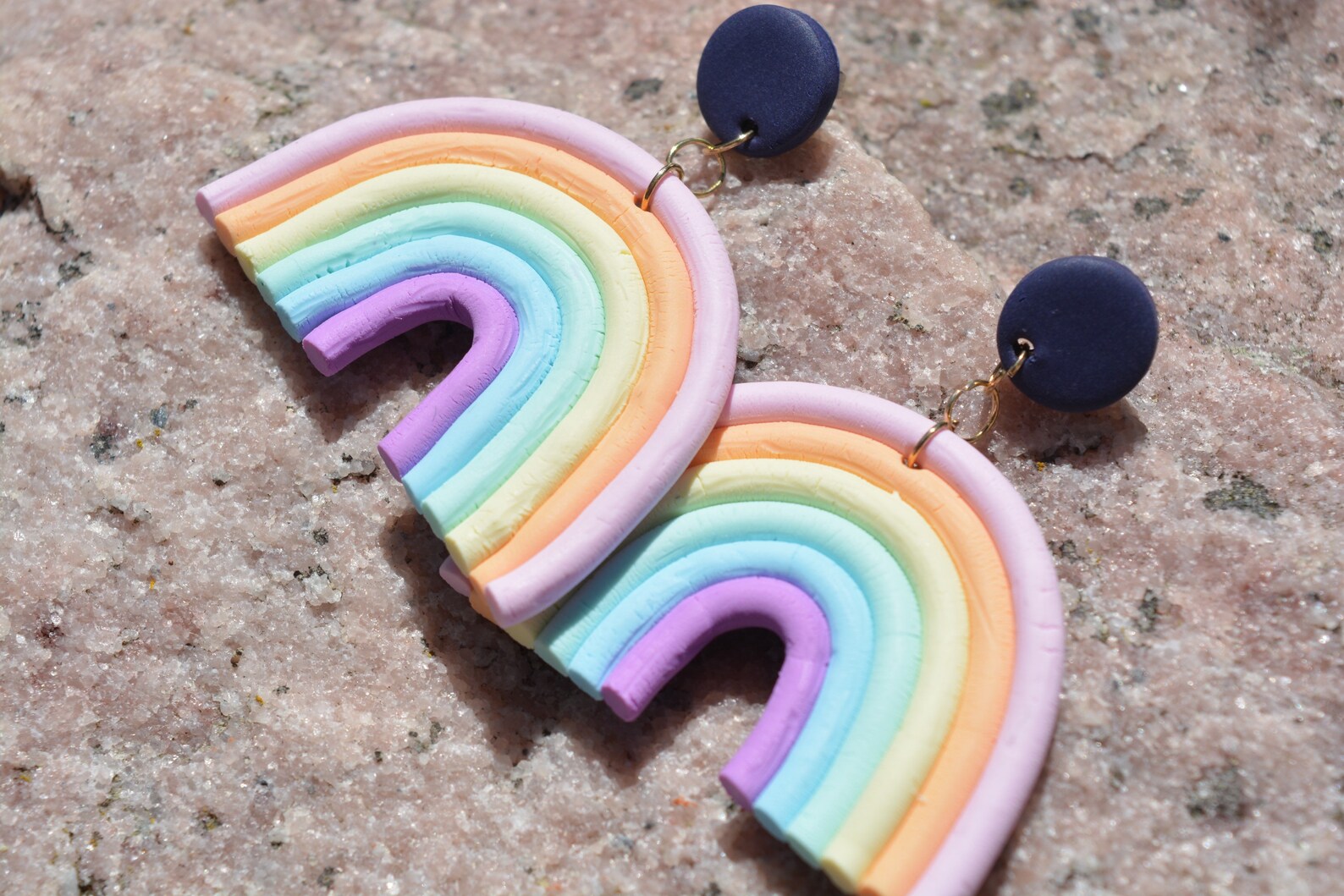 Rainbow earrings made of Fimo paste | Etsy