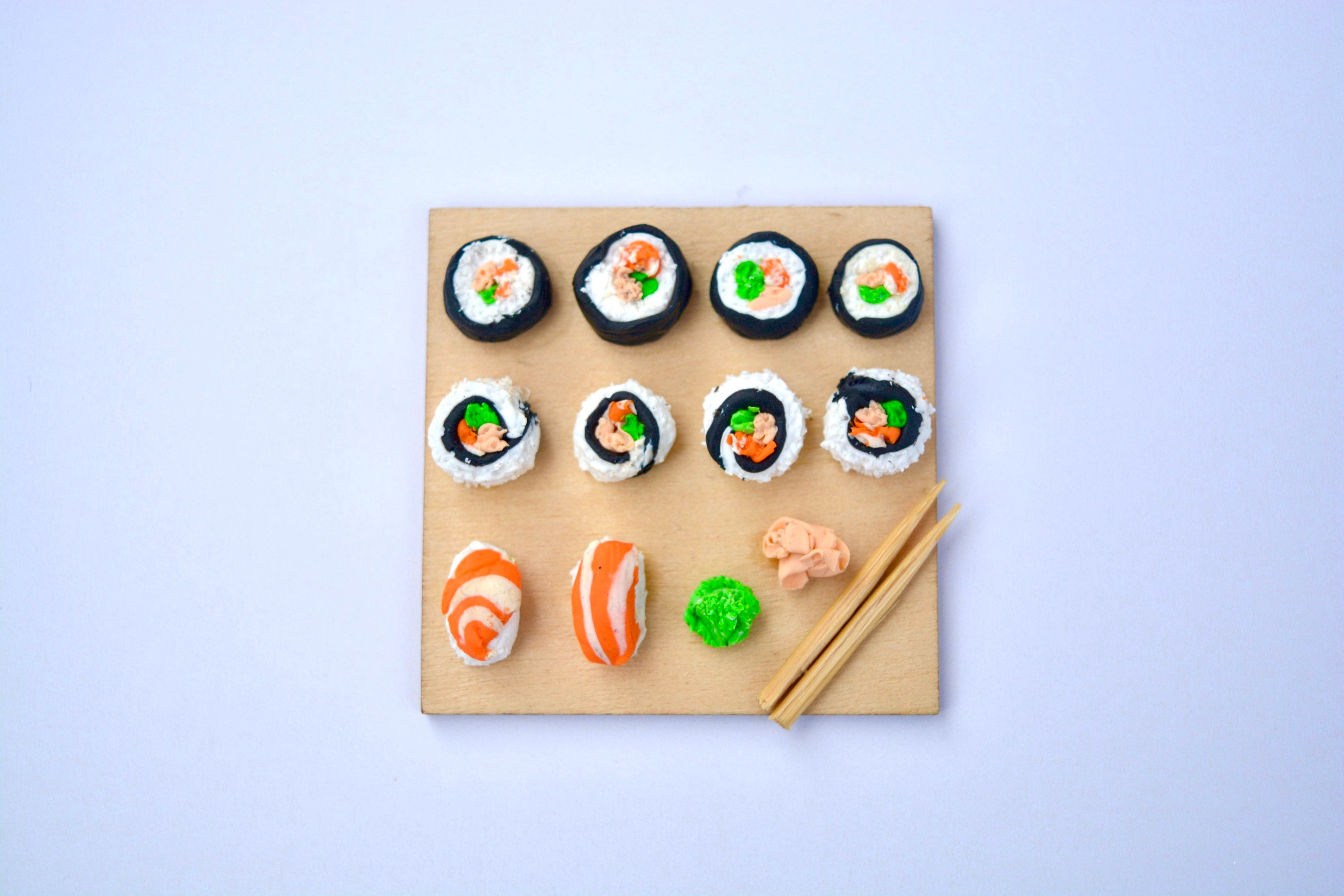 Miniature Tray of Sushi and Maki With Ginger and Wasabi, Realistic ...