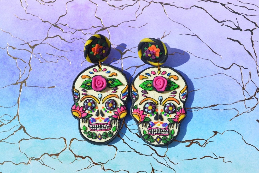 Mexican Skull Earrings, Unique Piece, Original and Colorful Jewelry ...