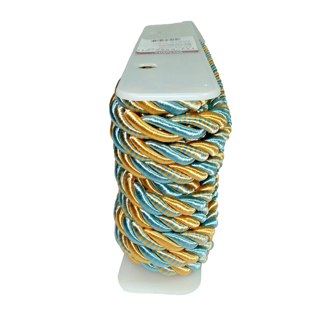 Vtg Wrights Twisted Rope Twist Cord Blue Gold Craft Trim Drapery ...