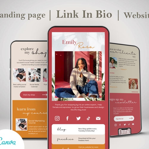 Instagram Link in Bio Template CANVA Landing Page Link in - Etsy