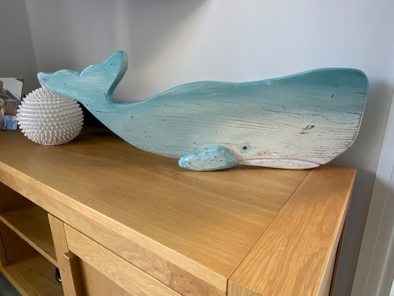 Large Wood Whale, Beach Home Decor, Whale Art, Ocean, Shades of Blue ...
