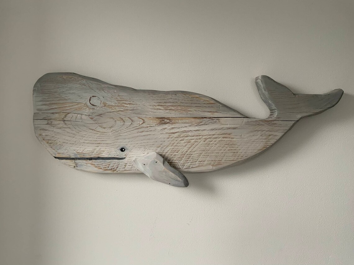 Whale Home Decor Wooden Whale Seaside Home Decor Beach - Etsy