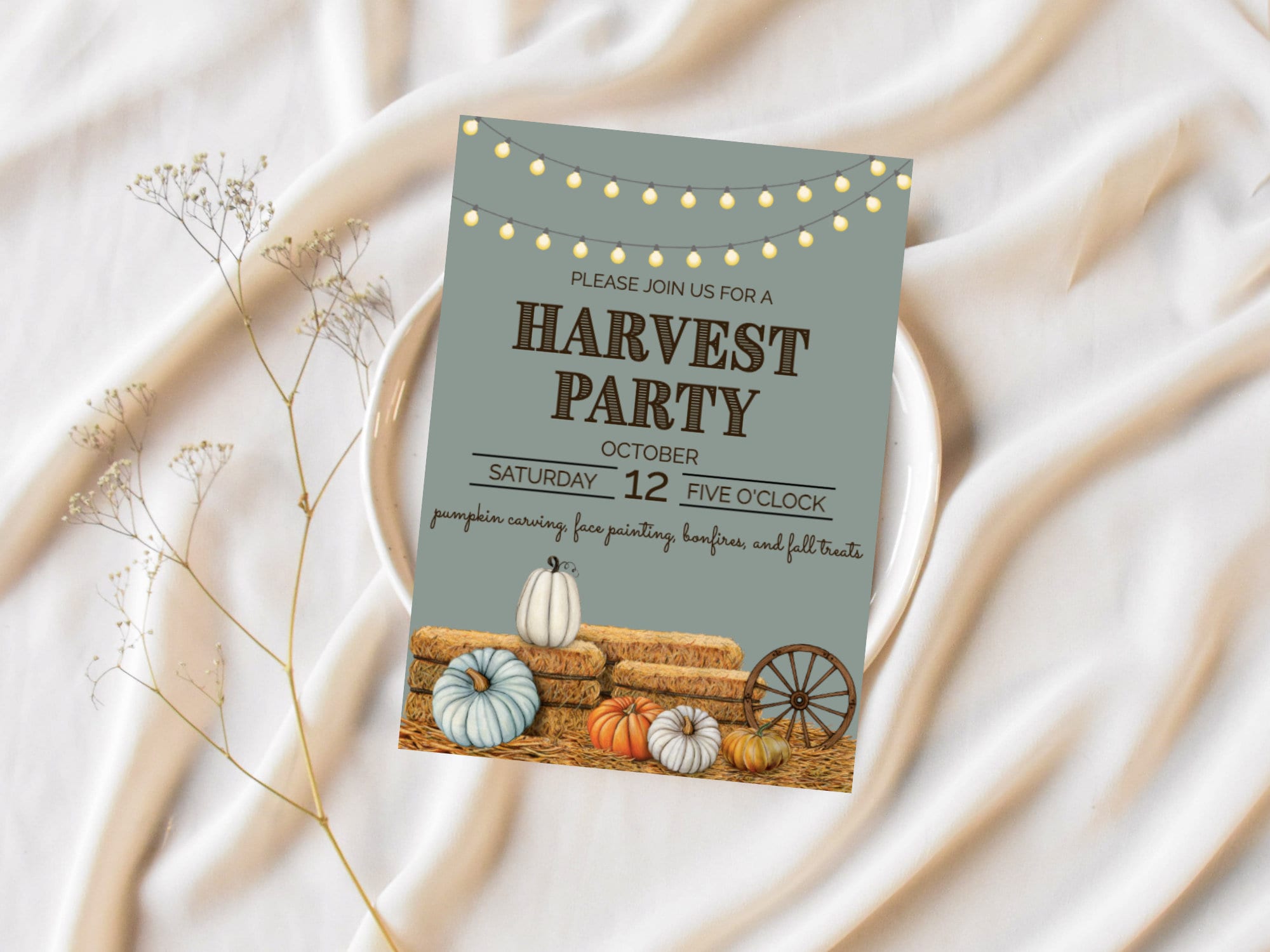 Harvest Party Invitation | Fall Party Invitation | Editable Fall Invite ...