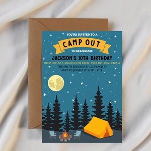 Editable Camp Out Birthday Party Invitation | Camping Party | Camping ...