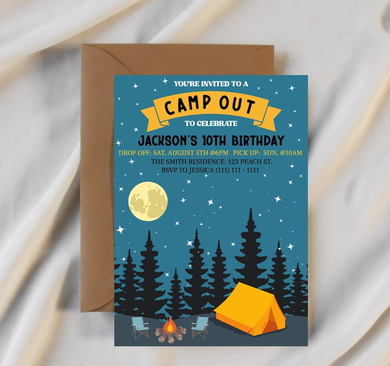 Editable Camp Out Birthday Party Invitation | Camping Party | Camping ...