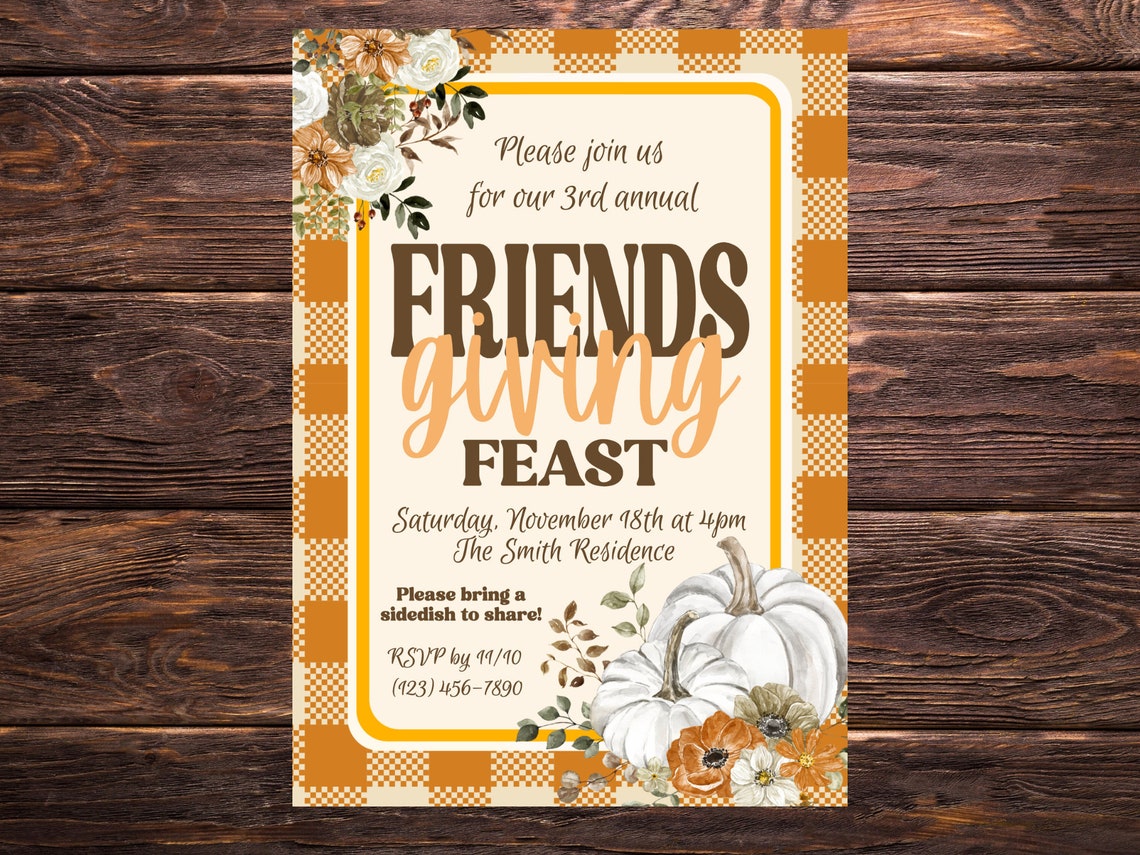 Friendsgiving Invitation | Thanksgiving | Friendsgiving Feast ...