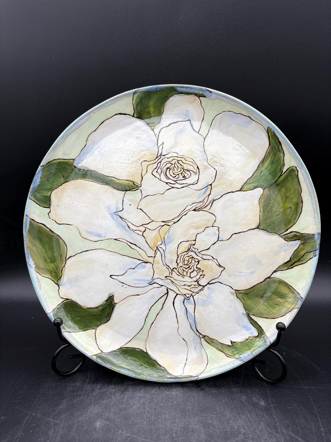 Magnolias Ceramic Platter/cake Plate - Etsy