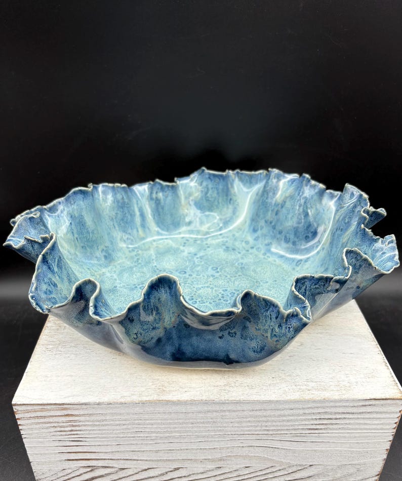 The Ocean Ruffled Ceramic Bowl - Etsy