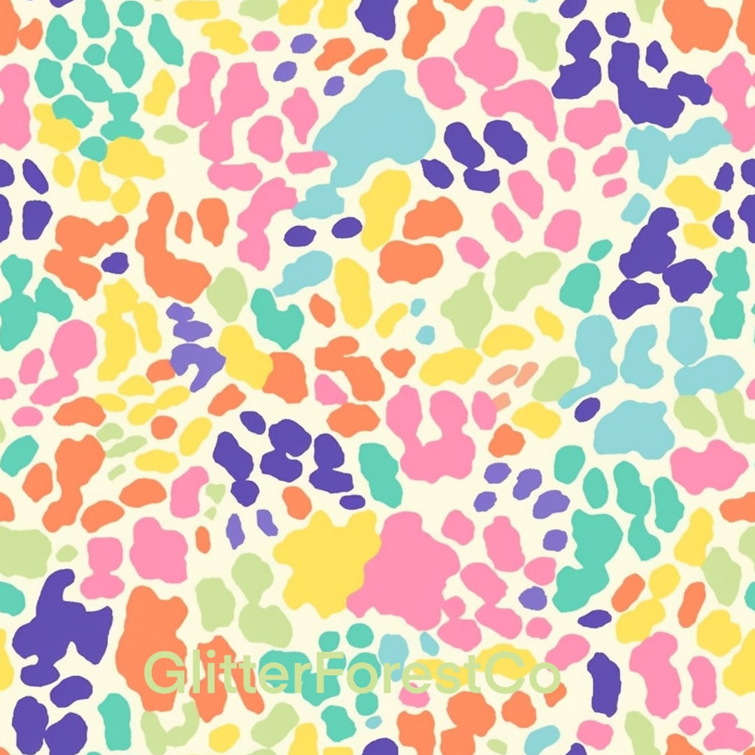 Leopard Cheetah Print Seamless Pattern Print, Multicolor, 1980s Style ...