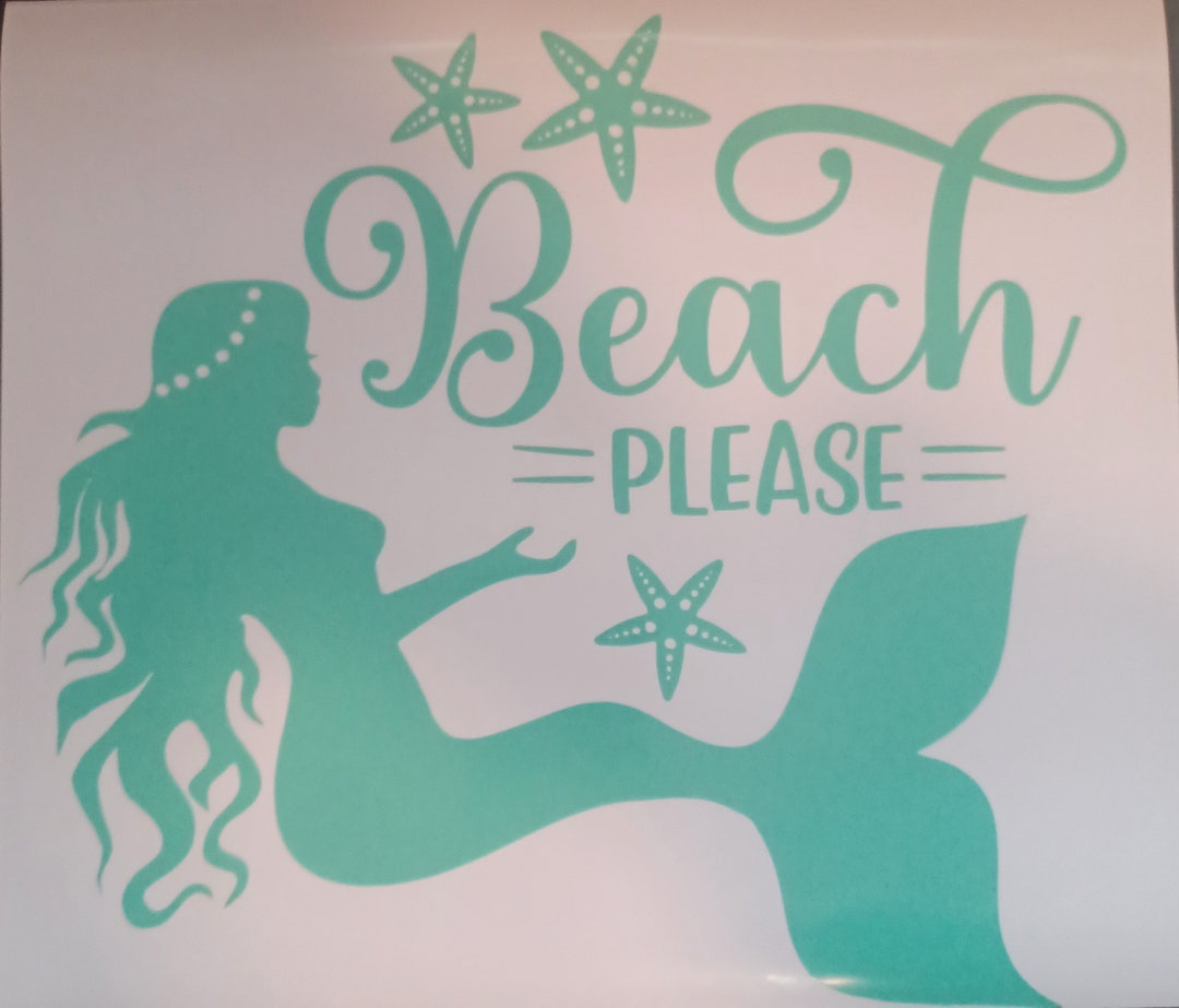 Beach Please Mermaid Decal - Etsy