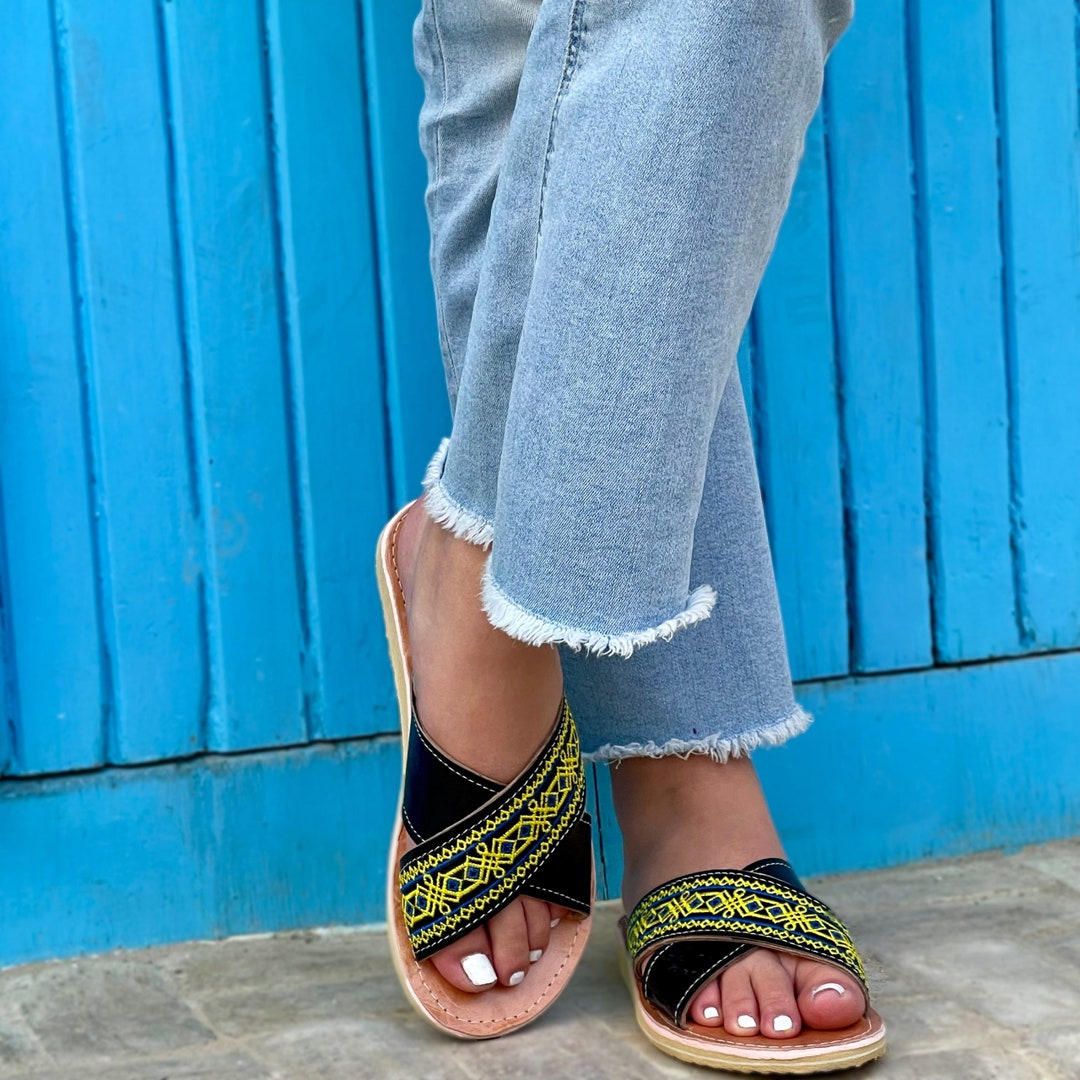 Women's Mule baïa Crossed Upper in Genuine Leather - Etsy