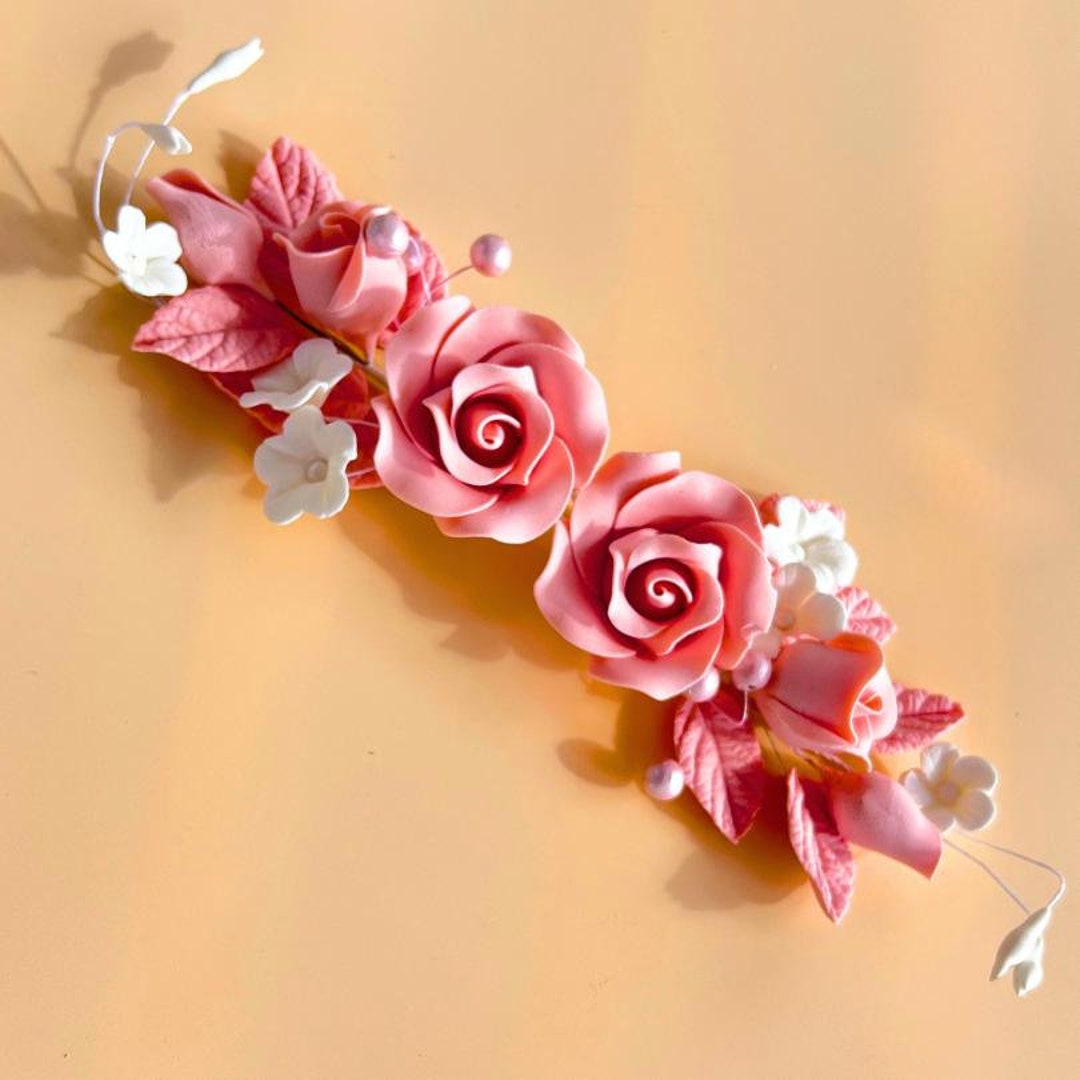 Pink Flower Cake Topper in Pastillage Fleur for Decorating Cakes ...