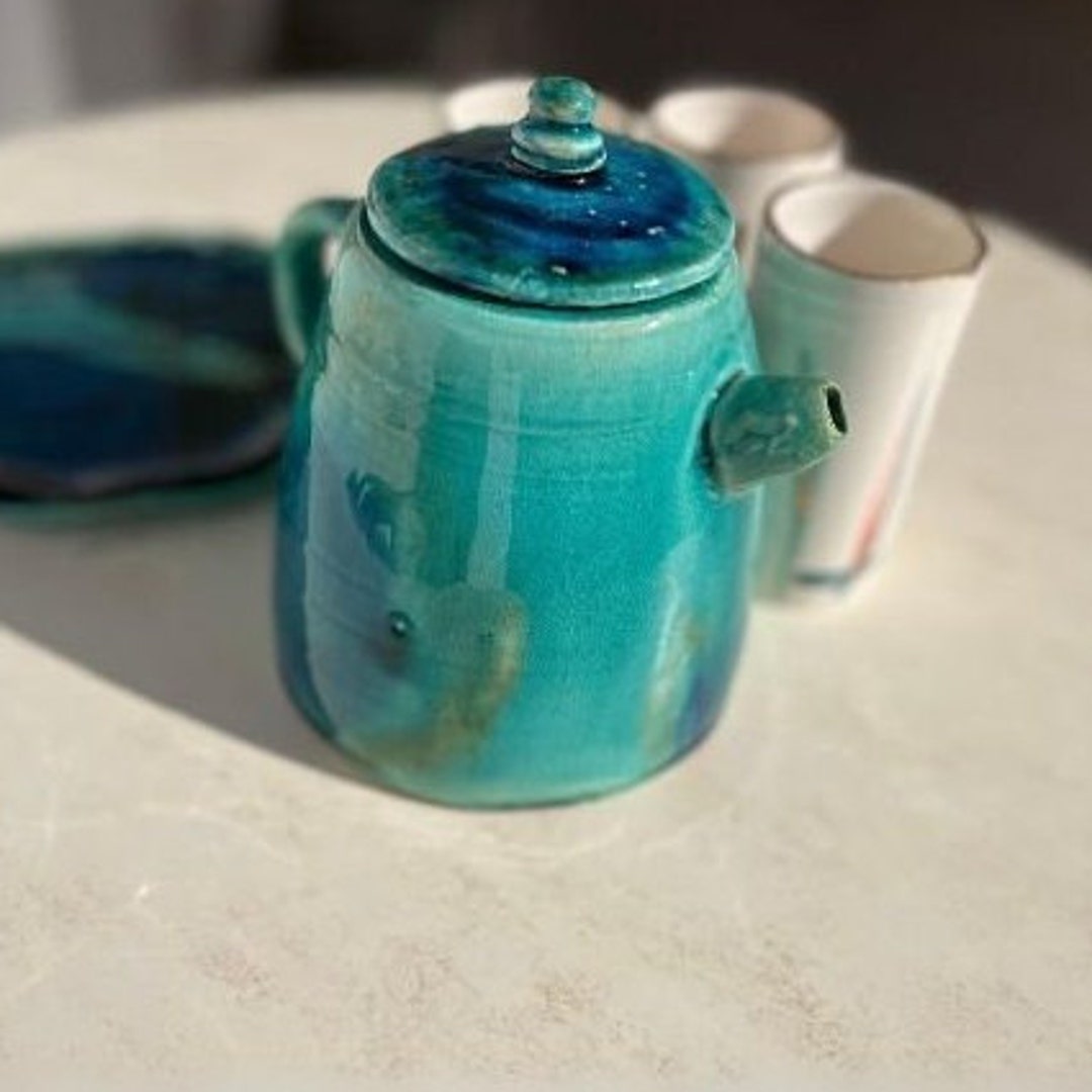 Blue Ceramic Teapot, Large Ceramic Teapot, Ceramic Tea Pot, Pot for Tea ...